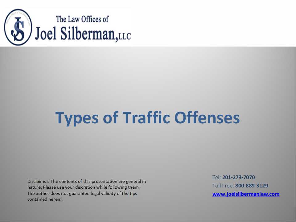 Traffic Offenses in New Jersey – The Law Offices of Joel Silberman LLC ...